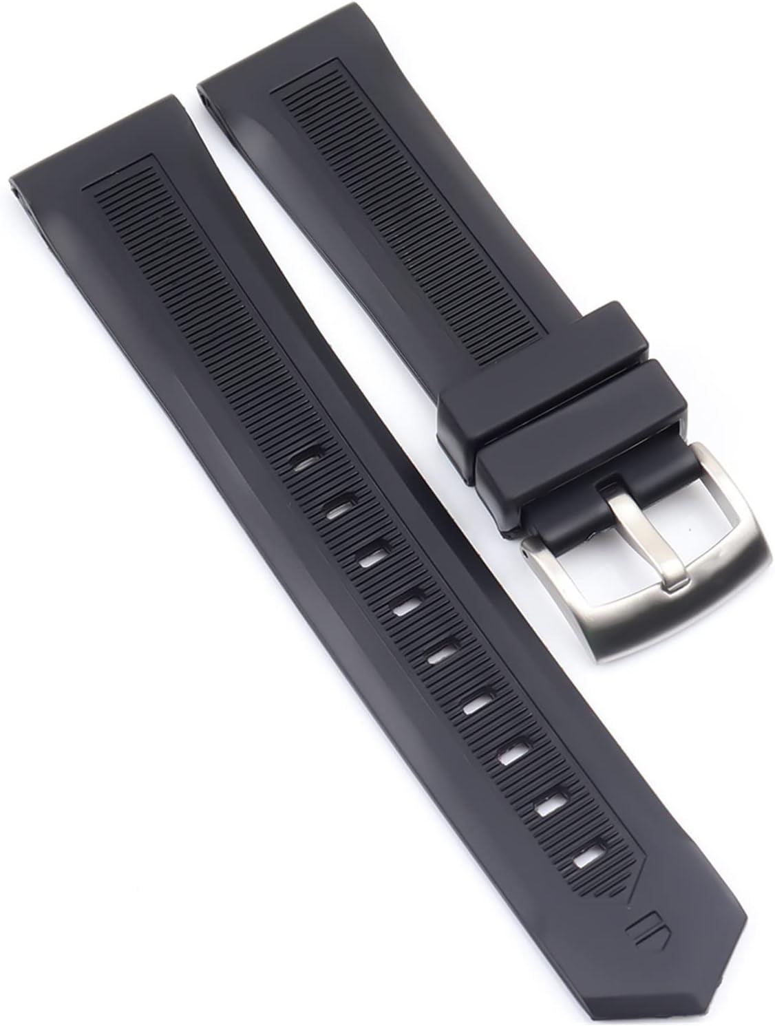 Amazon.com: BCMCBV Men Black Watchband 20mm 22mm Silicone Rubber Watch ...