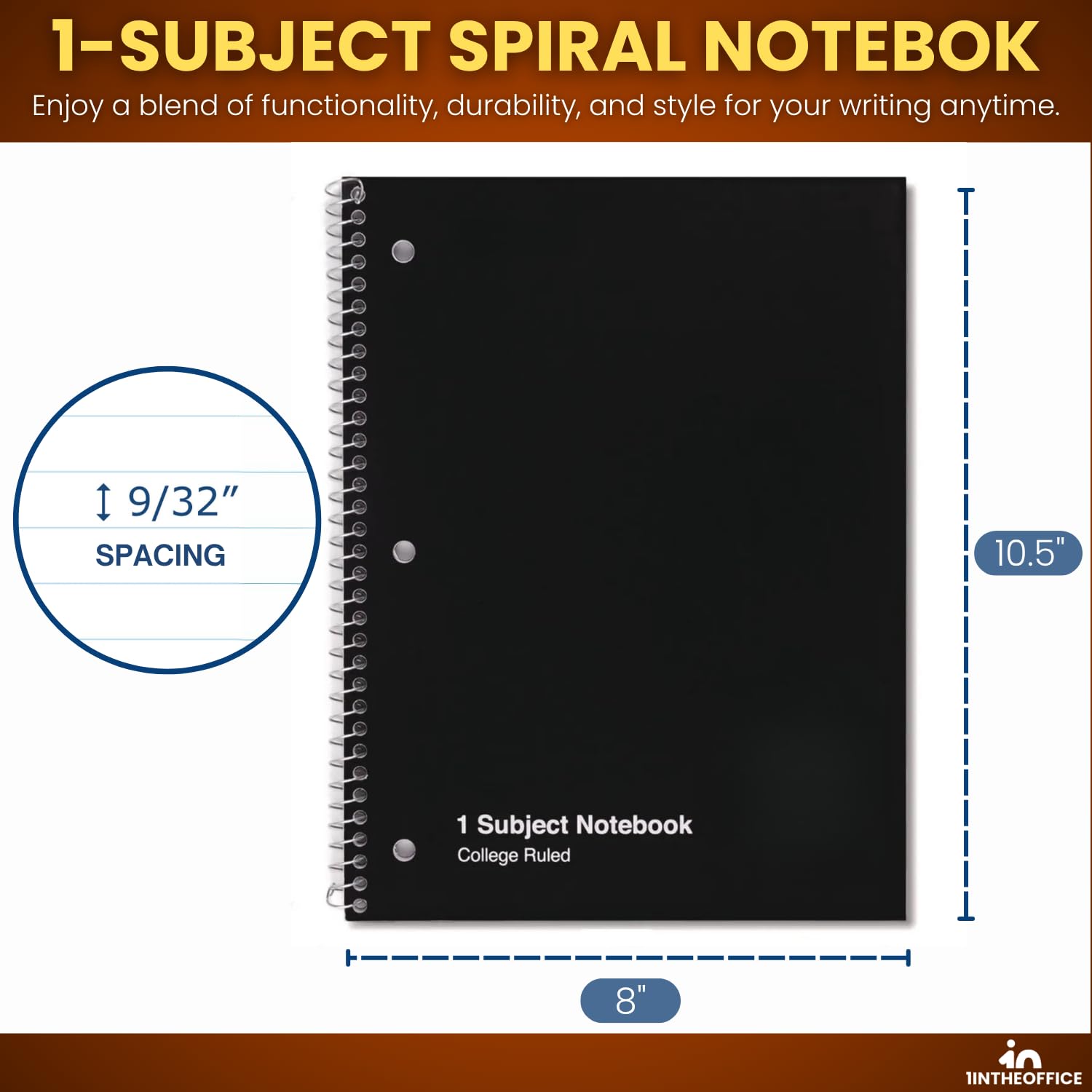 Snapklik.com : 1InTheOffice College Ruled Spiral Notebook 8x11, Spiral ...