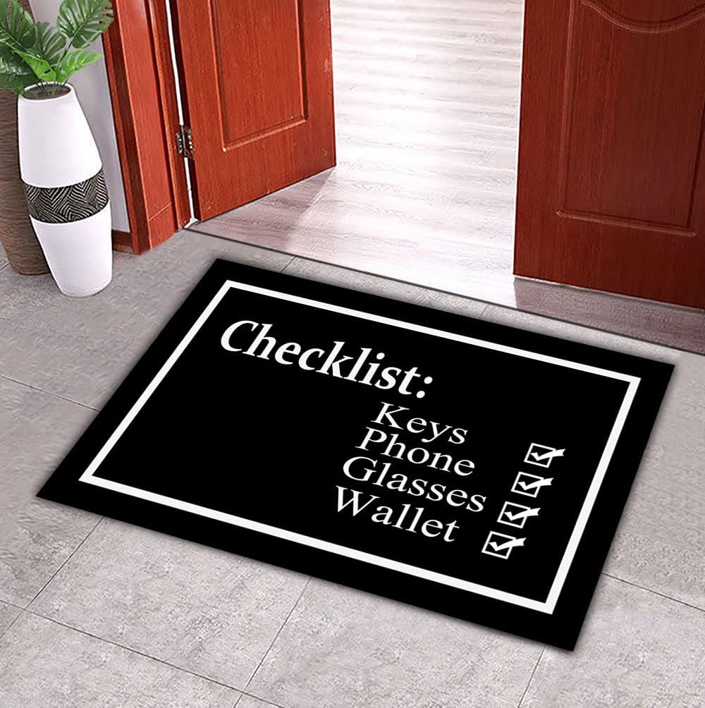 Amazon.com: Indoor mat-Checklist Phone Keys Wallet Don't Forget -Winter ...