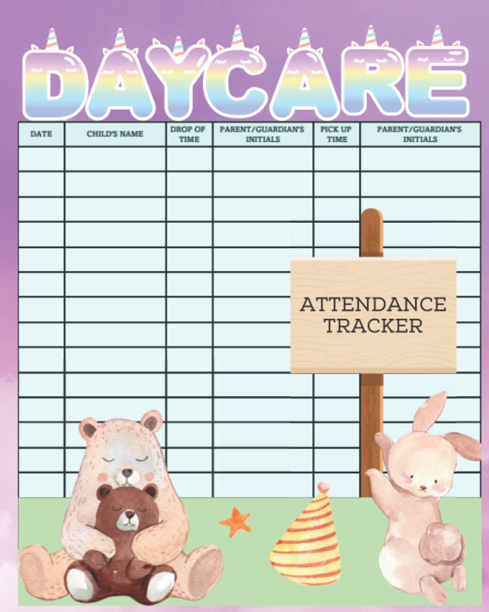 Daycare Attendance Tracker: Childcare Daily Sign In / Sign Out Register ...