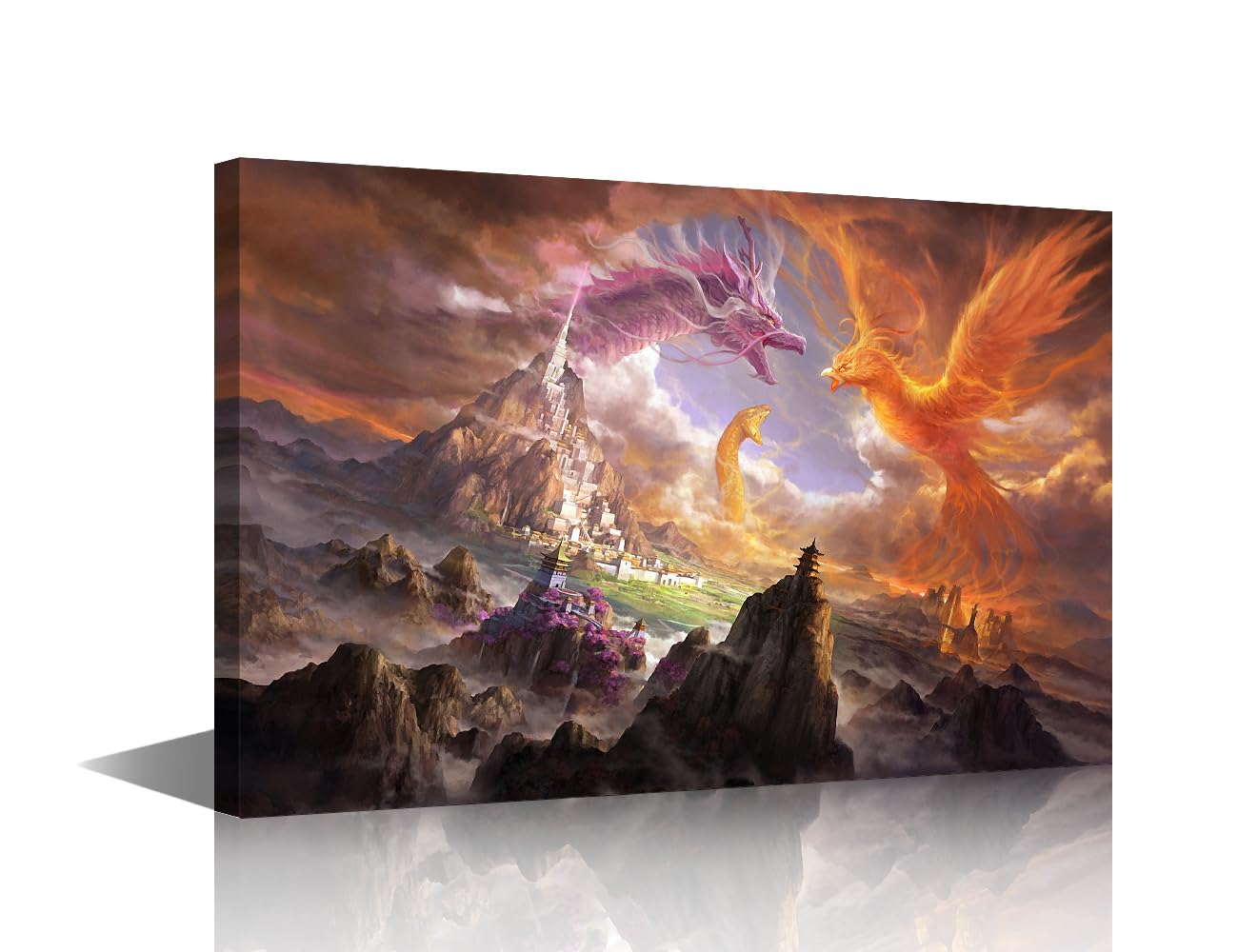 TISHIRON Dragon Art Wall Art for Kids Room Bathroom Roaring Dragon ...