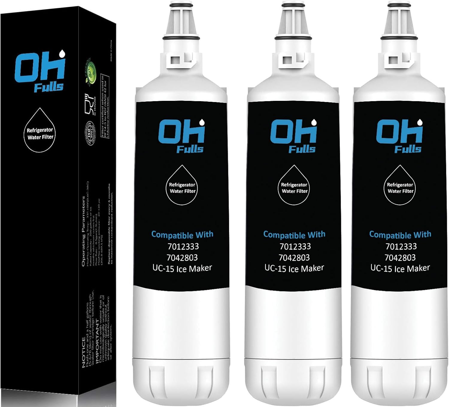 OHFULLS 7012333 Refrigerator Ice Maker Water Filter Replacement ...