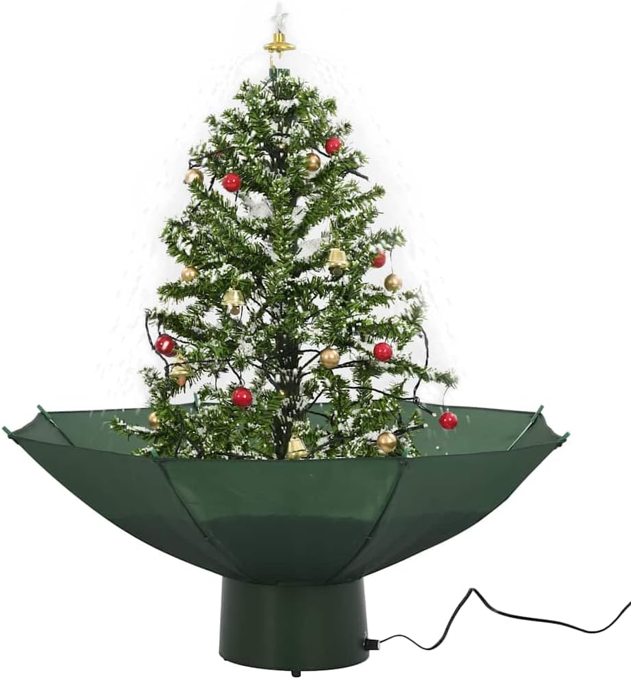 vidaXL Christmas Tree Snow and Magic Parasol Base with Balls and Lights ...