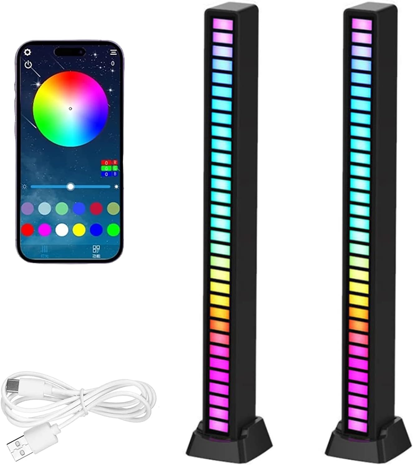 Amazon.com: Wireless Sound Activated RGB Light Bar, 32 Bit LED Light ...