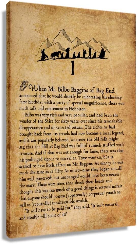 Amazon.com: Lord of The Rings Book Quotes Wall Art J. R. R. Tolkien ...