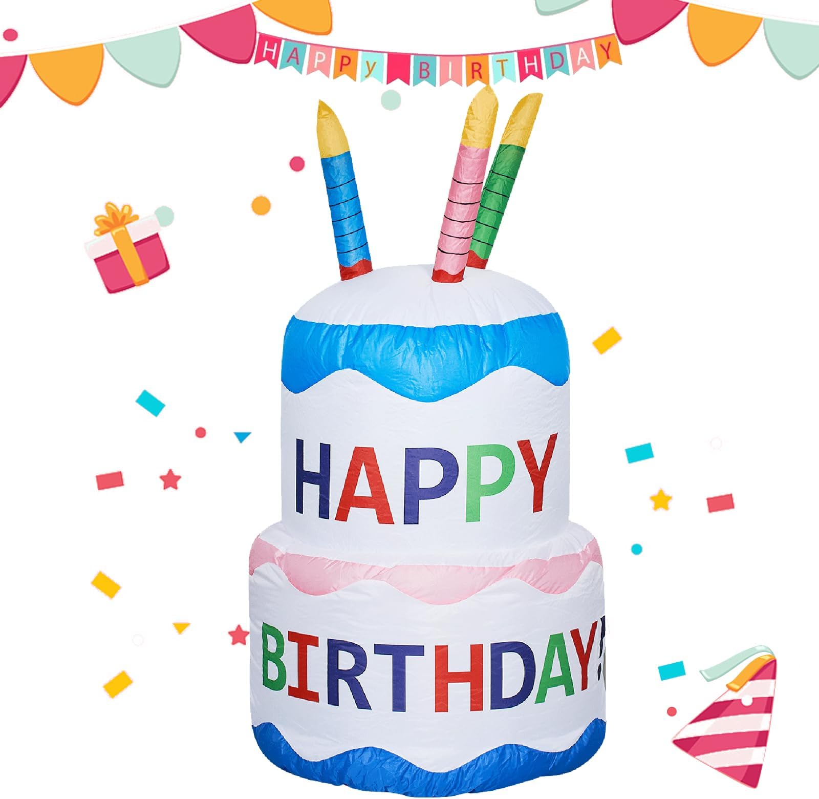 Amazon.com: Gemmy Industries Airblown Inflatable Happy Birthday Cake ...