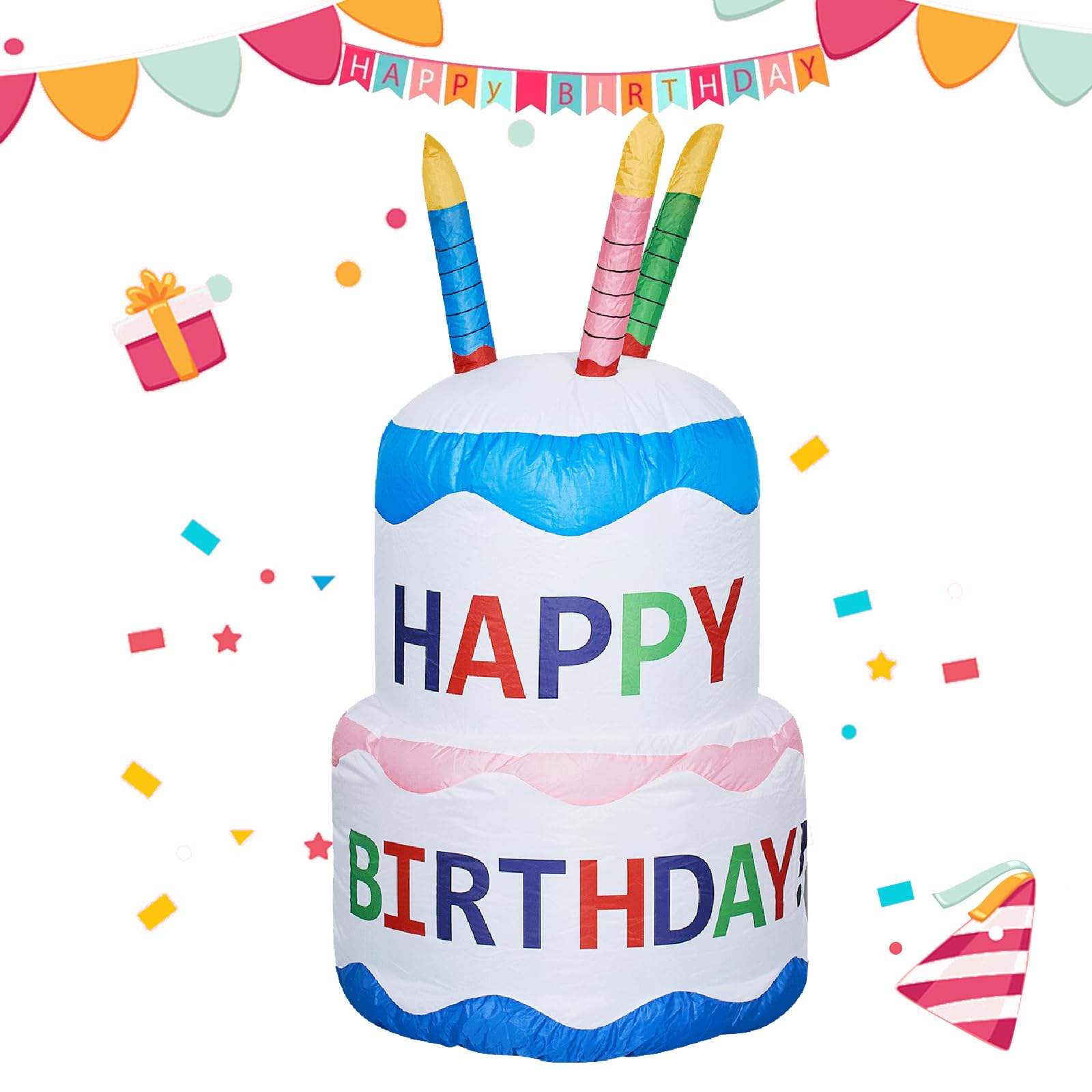 Amazon.com: Generic Mimi Funn Happy Birthday Cake Inflatable Decoration ...