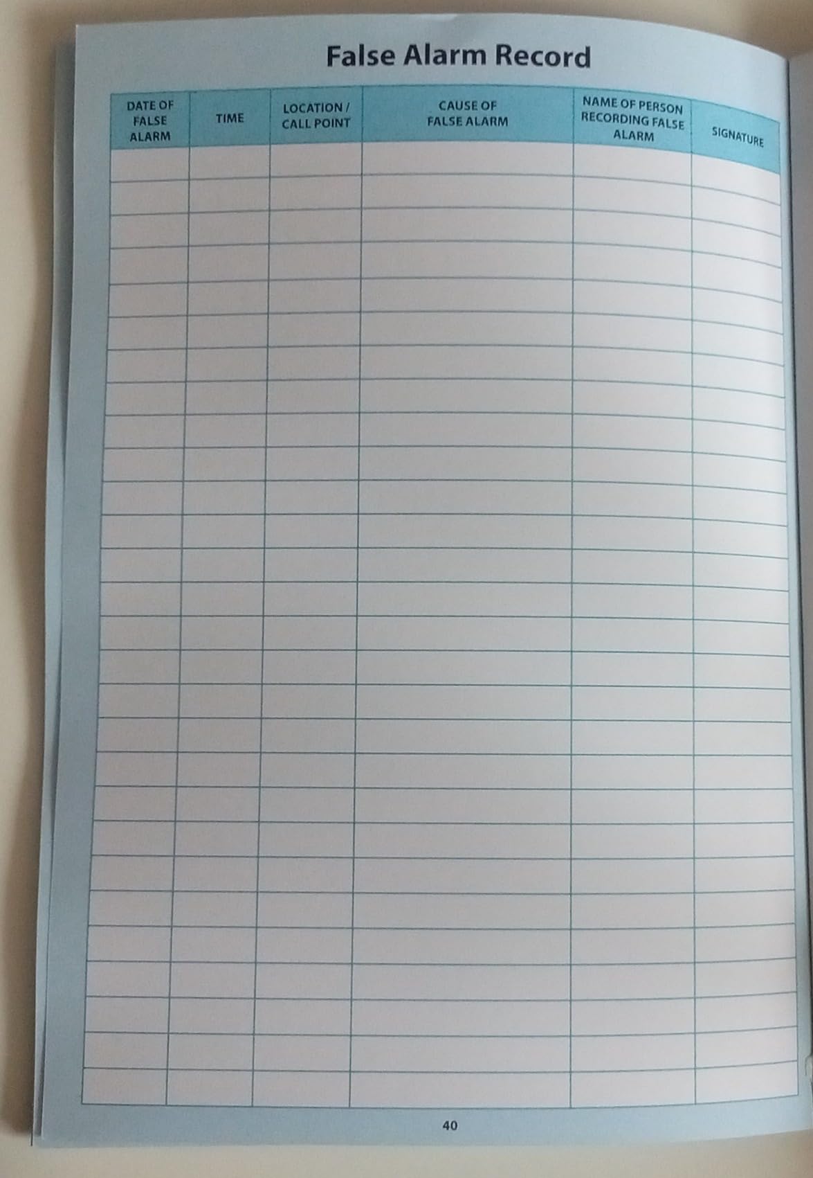 A4 Fire Alarm Log Book, 132 Test per Book, Individually Numbered ...