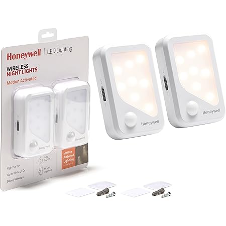 Honeywell Wireless Motion Activated LED Night Lights, Adhesive Mounted ...