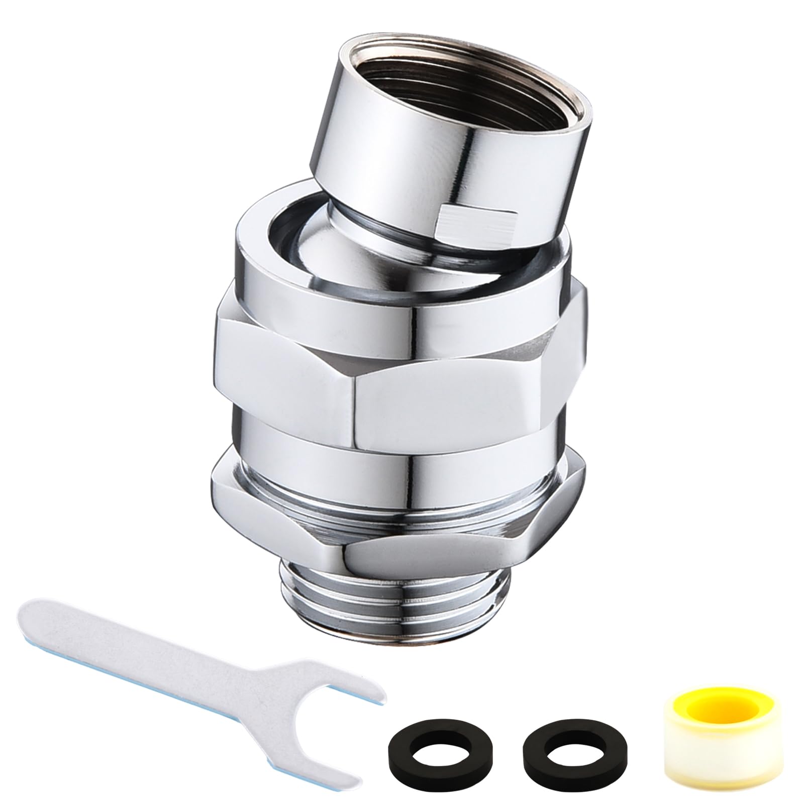 LUOFANT Heavy Duty Shower Head Swivel Ball Adapter, Solid Brass Shower ...