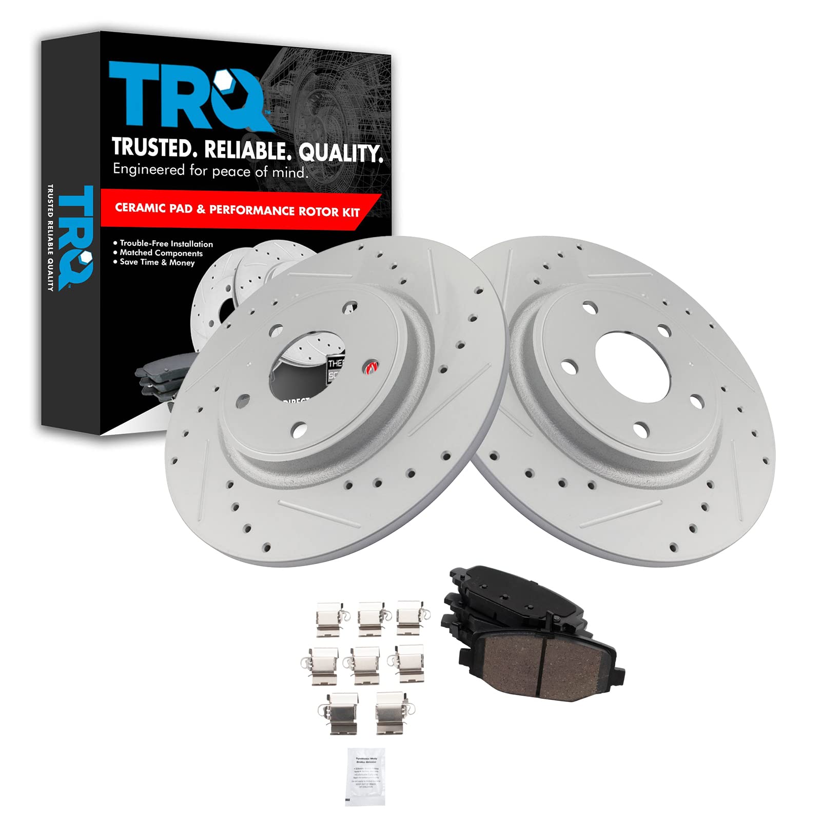 TRQ Rear Ceramic Brake Pad & Performance Rotor Kit