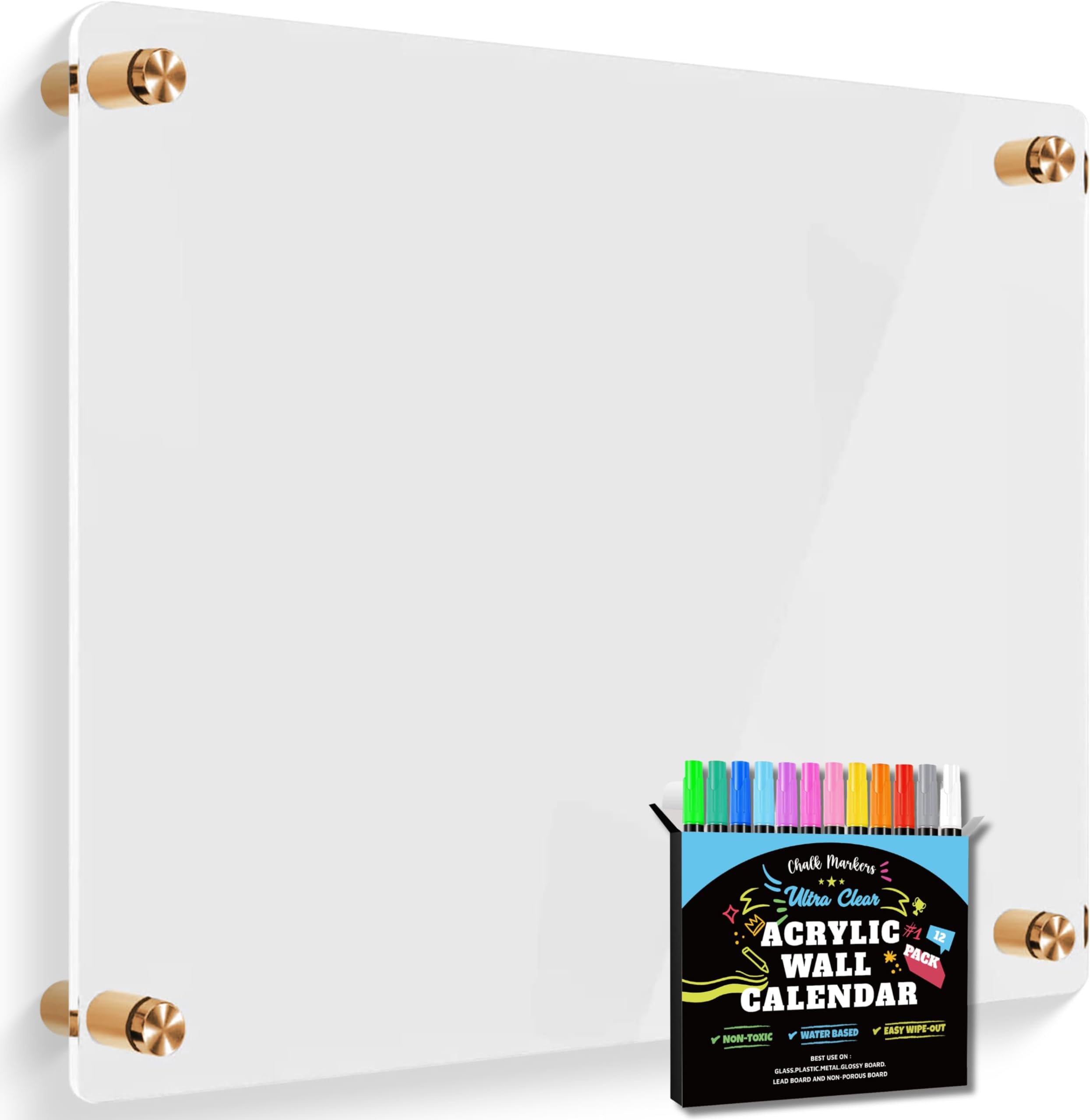 Amazon.com : Audio-Visual Direct Clear Glass Dry-Erase Board Set - 2' x ...