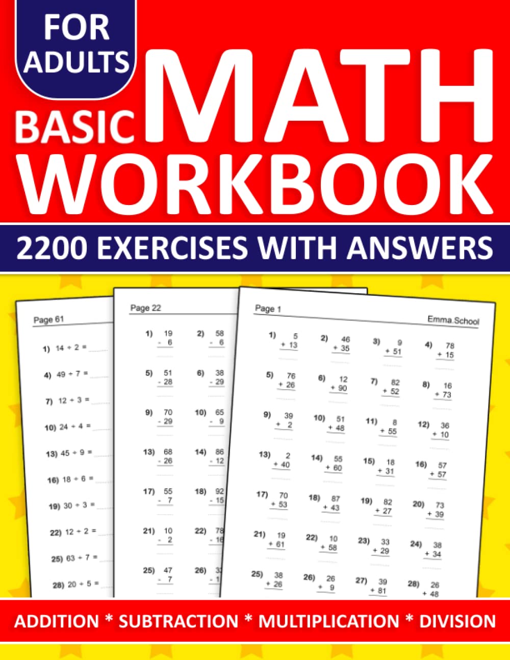 Basic Math Workbook For Adults Addition,Subtraction,Multiplication,And ...