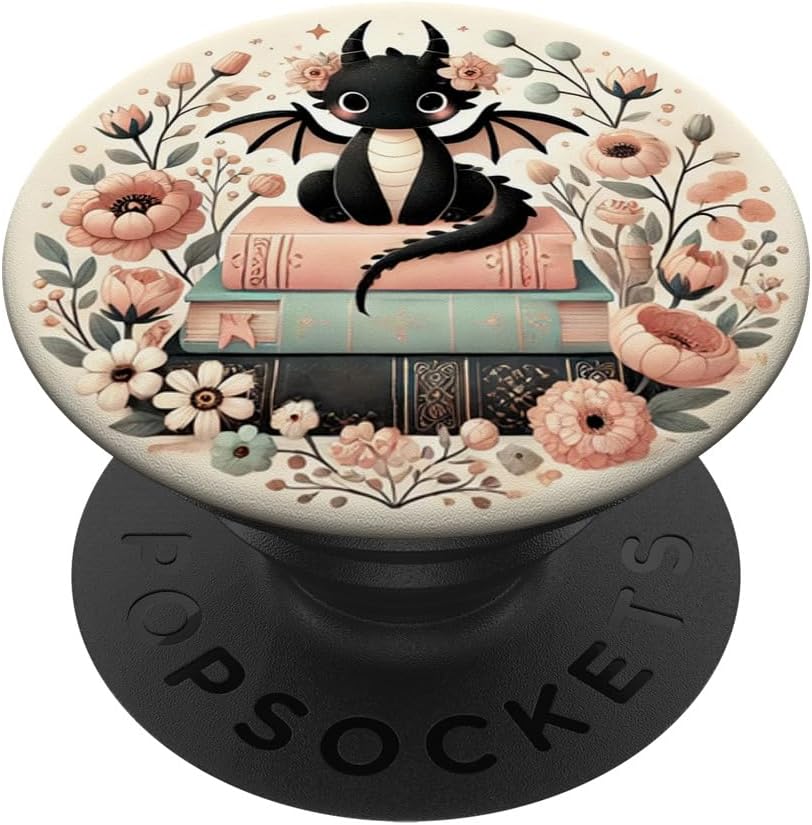 Amazon.com: Aesthetic Cottagecore Flowers Dragon Books Bookworm Bookish ...