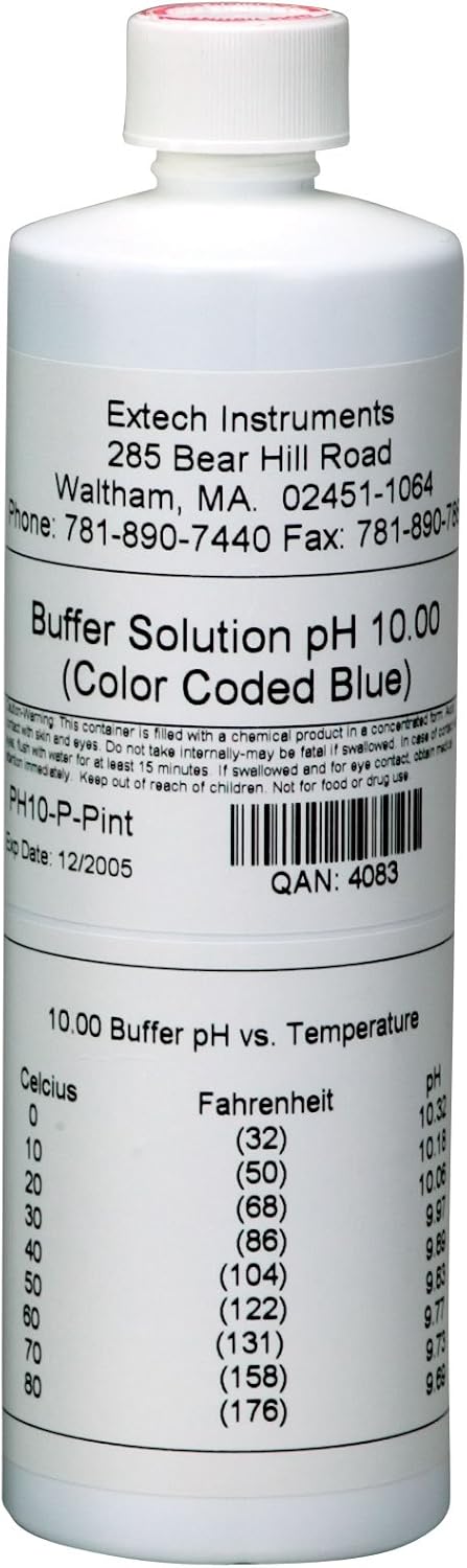 Extech PH10-P pH Buffer Solution, pH 10 Calibration Standard, Set of 2 Bottles, 16oz Each ...