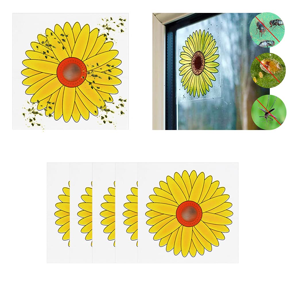 20 PCS Window Fly Traps，Floral Window Fly Stickers, Sunflower Window ...