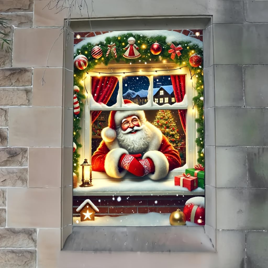 Amazon.com: Tomhong Christmas Window Cover 31x47 Inch Santa Claus ...