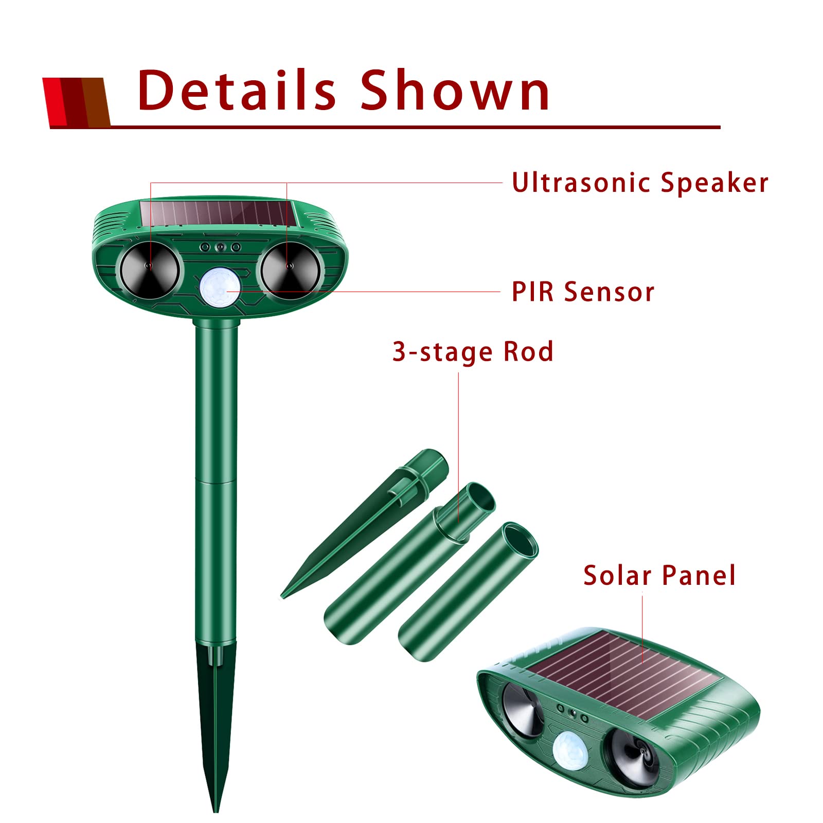 FELTS Solar Animal Repeller, Deer Repellent Devices with Motion Sensor ...