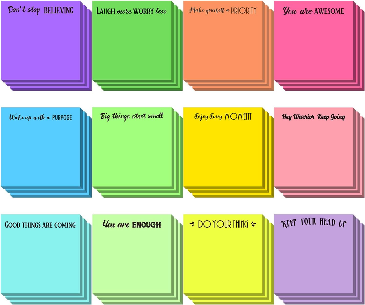 Amazon.com : Zonon 36 Pieces Inspirational Sticky Notes 3 x 3 Inch ...