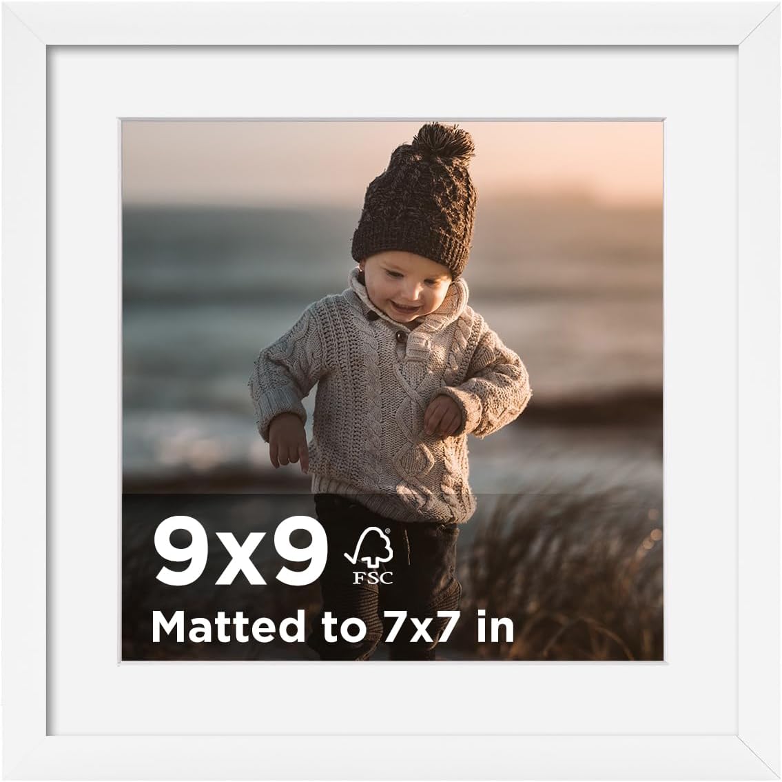 Amazon.com - KINLINK 9x9 Picture Frame White Set of 1, Wooden Square ...