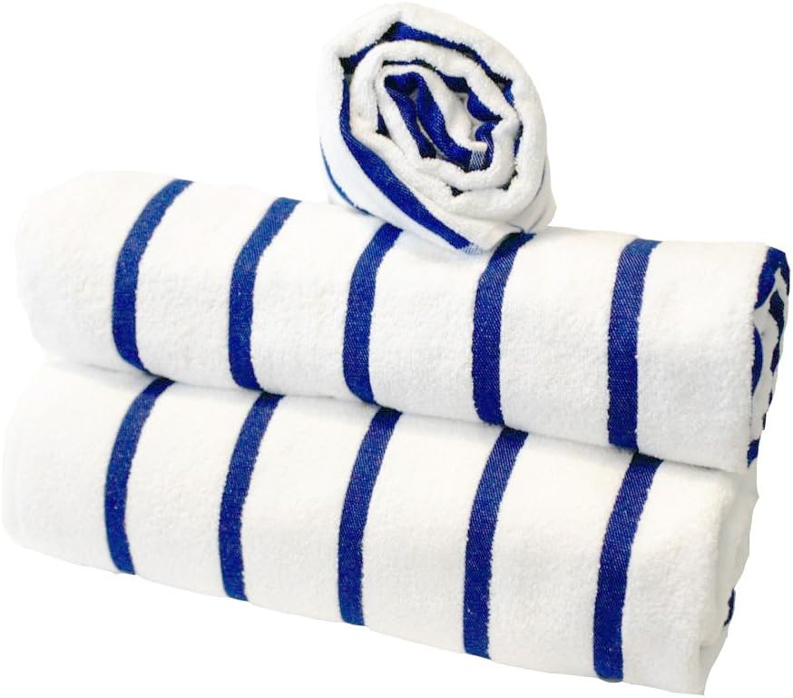Amazon.com: Globaltex Fine Linens Striped Pool/Beach Towel, Hotel ...