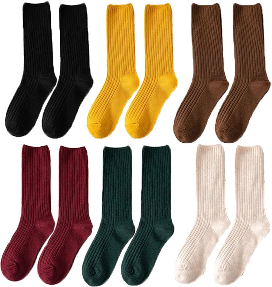 6 Pares Calcetines de Mujer Calcetines de Algodón de Tobillo Alto de ...