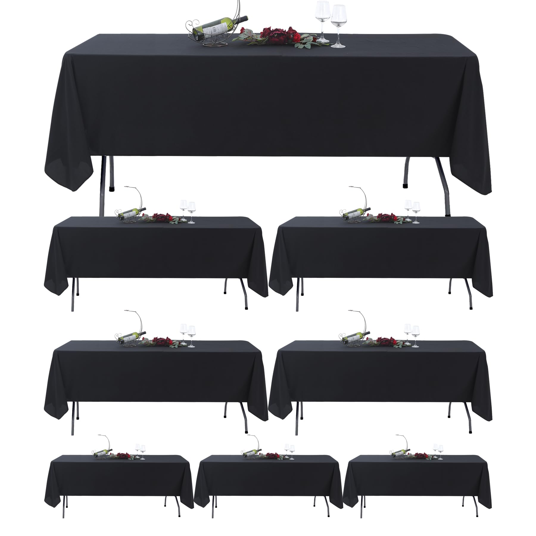 Snapklik.com : 8 Pack 60102 Inch Black Tablecloths For 6 Foot Rectangle ...