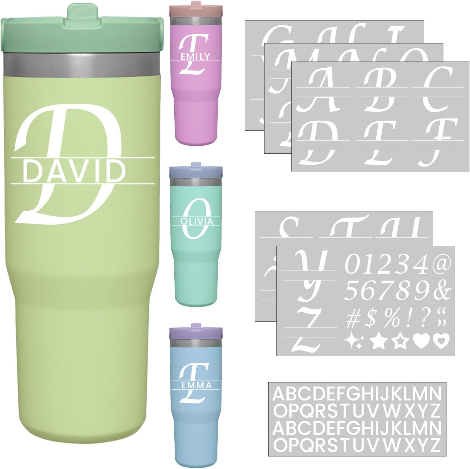 Amazon.com: Humyoun 7 Pcs UV DTF Cup Wrap Letters Custom Transfer ...