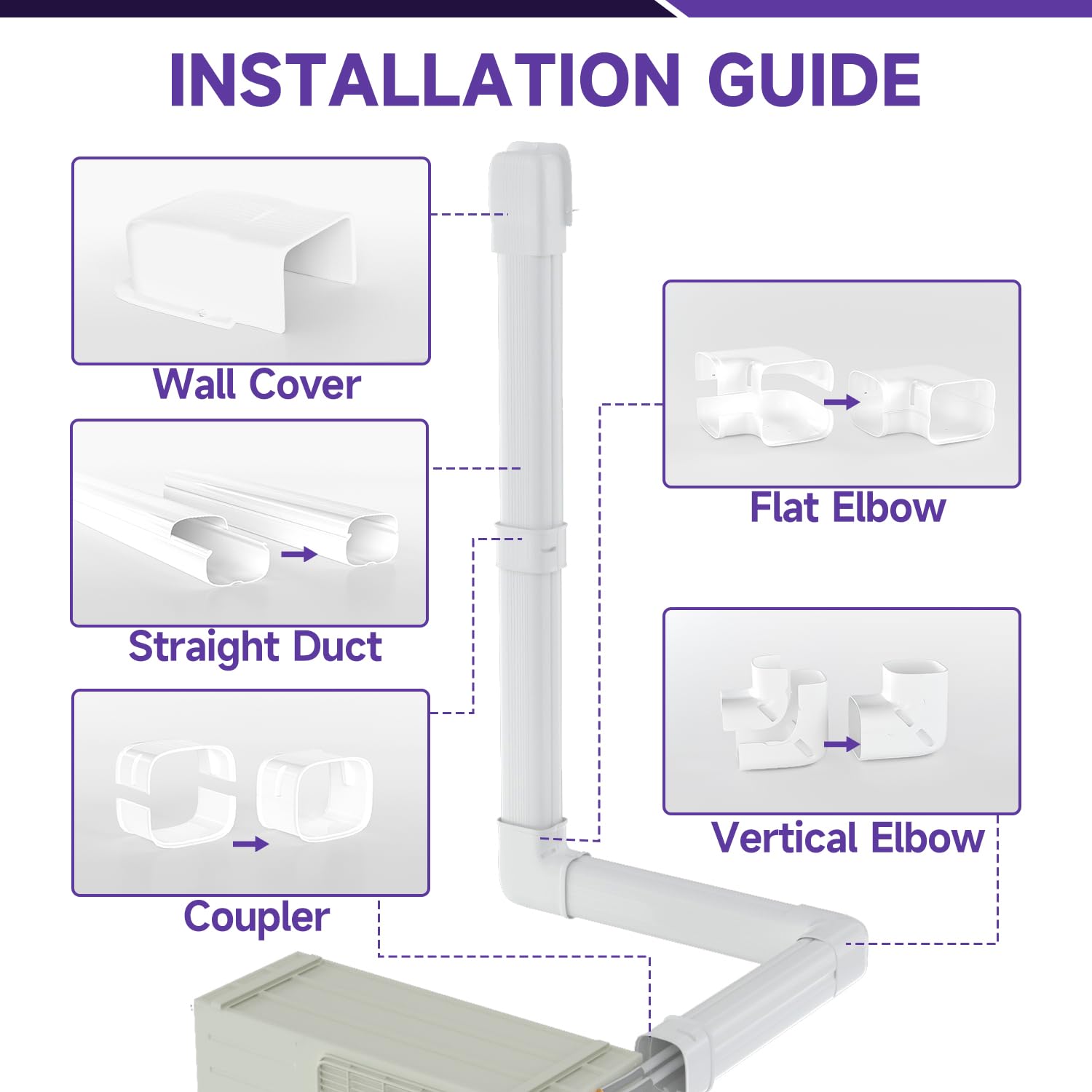 Snapklik.com : 5 14 Ft Mini Split Line Set Cover Kit, PVC Decorative ...