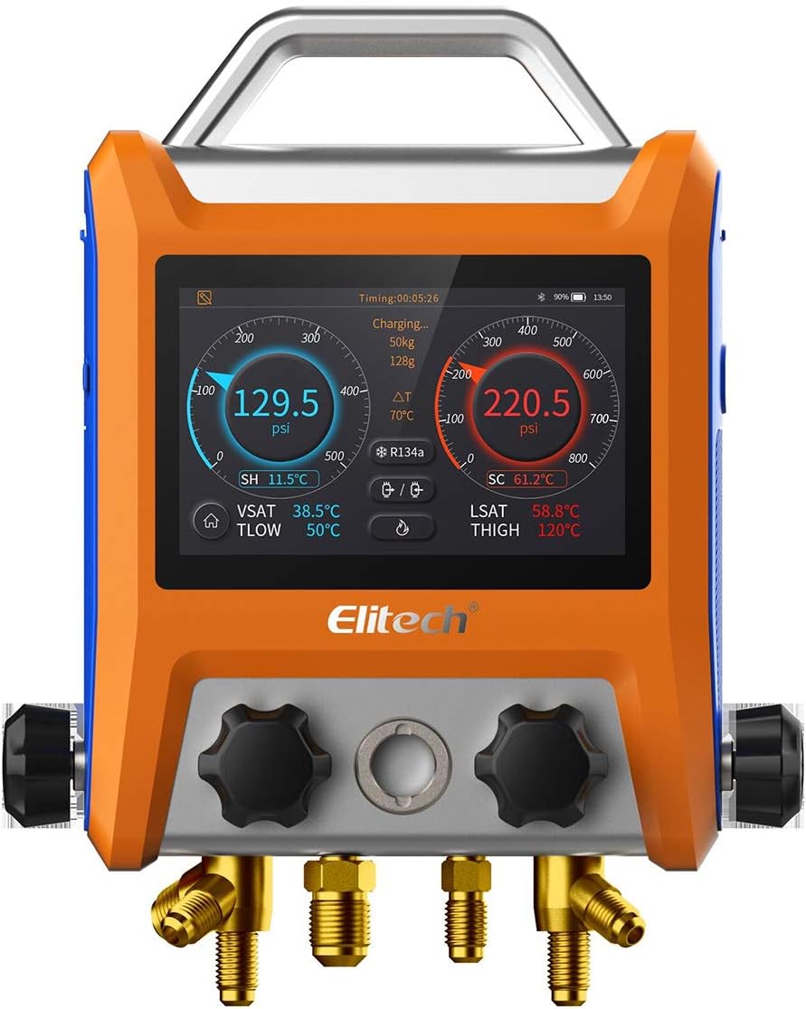 Buy Elitech EMG-40V Intelligent 4 Valves Digital Manifold Kit with 5 ...