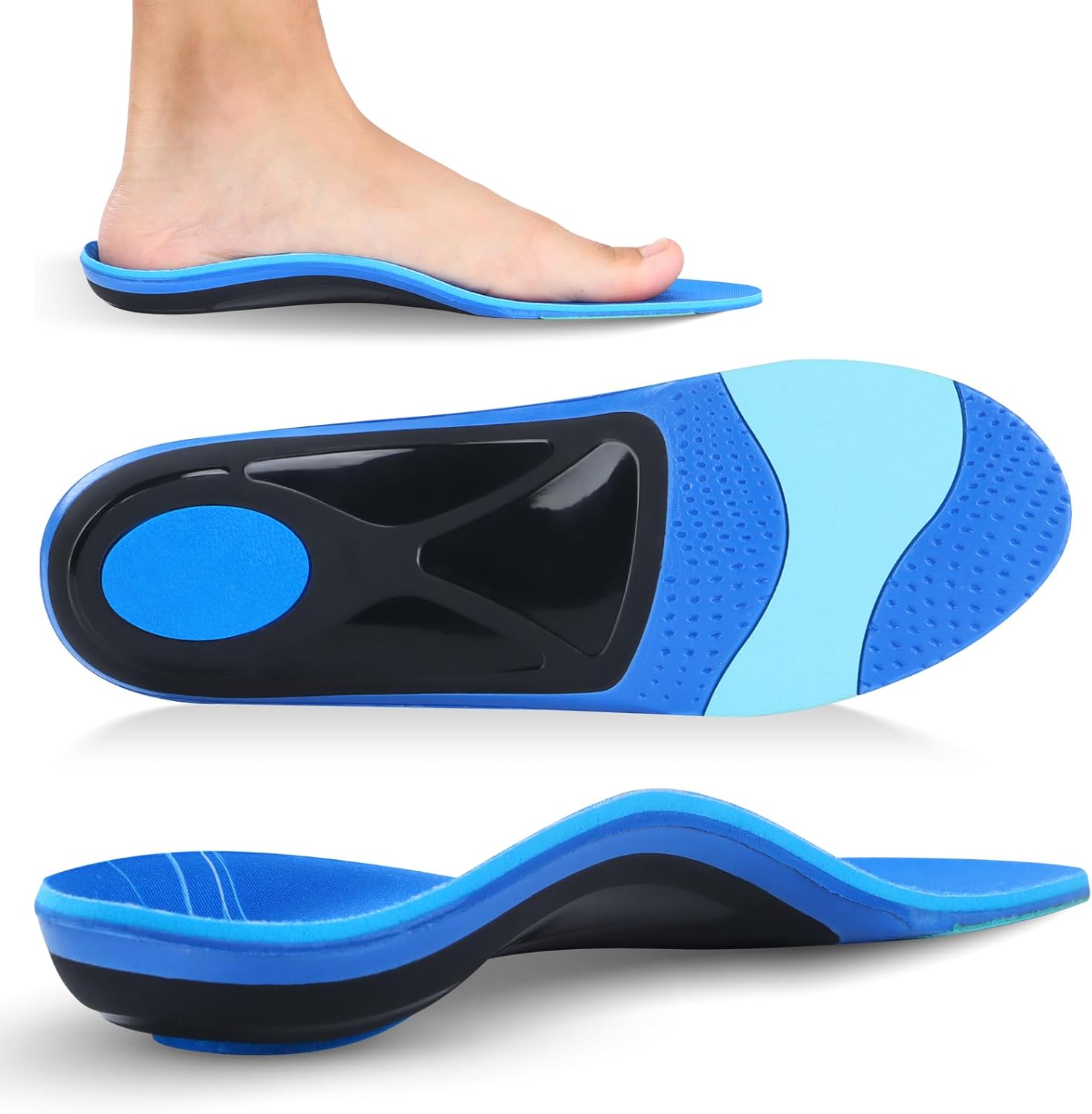 RooRuns Plantar Fasciitis Insoles, Heavy Duty Arch Support Insoles for ...