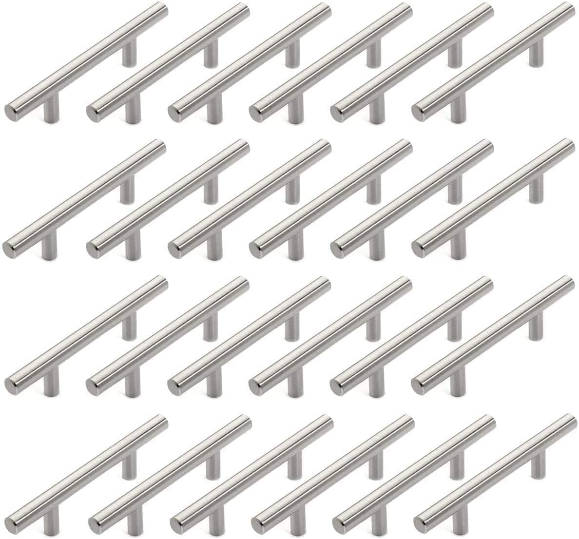 Amazon.com: 30 Pack Kitchen Drawer Pull Handles, Brushed Nickel Cabinet ...