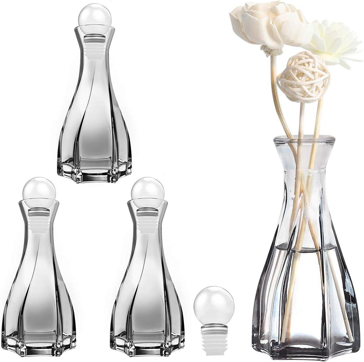 Buy Luxspire Glass Diffuser Bottles Jars with Caps 4 Pack,Empty Reed ...