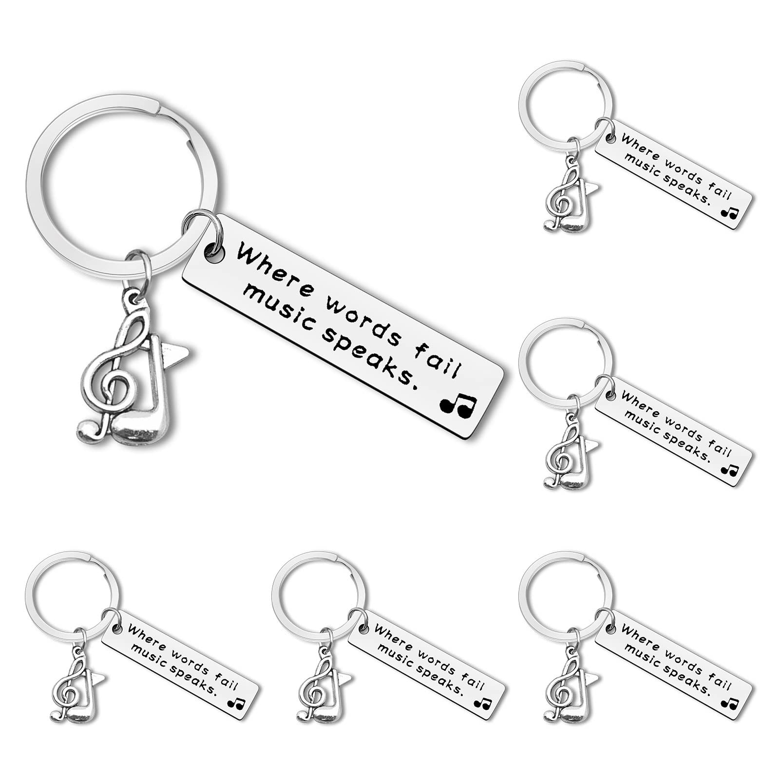 Amazon.com: Music Gifts Keychain Where Words Fail Music Speaks Keyring ...