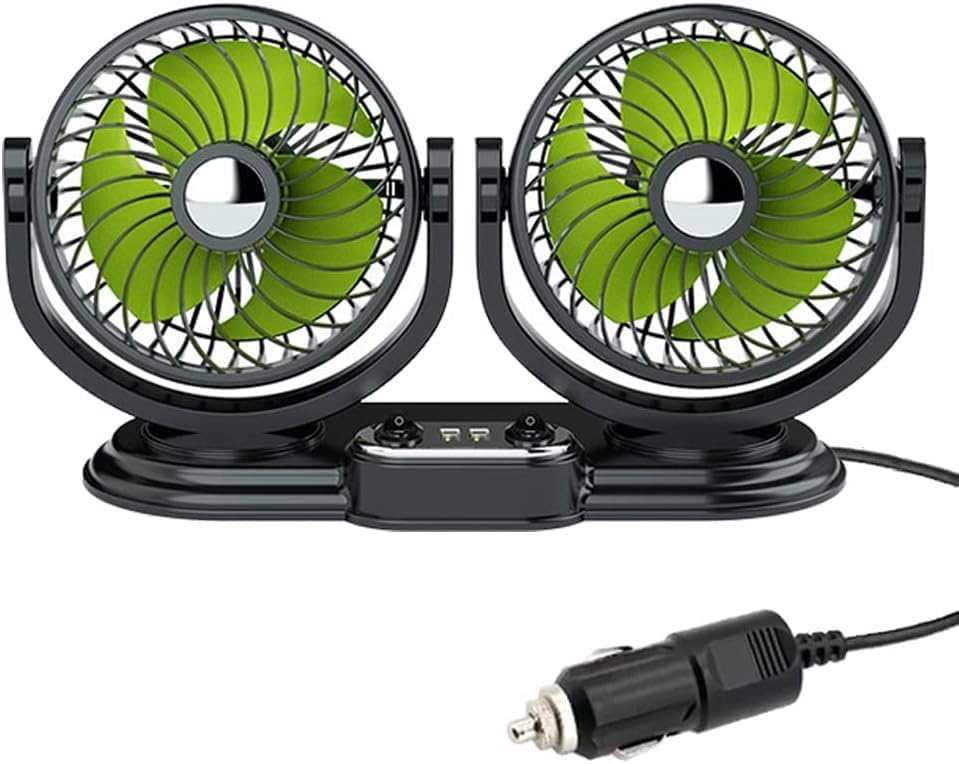 Amazon.co.jp: Raksonic Car Fan, Double-Headed Car Fan, 3 Blades, Strong ...