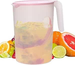 Voihamy 2L Plas-tic Water Jugs for Fridge - Drinks Pitchers with Lid - Large Capacity Cold Water ...