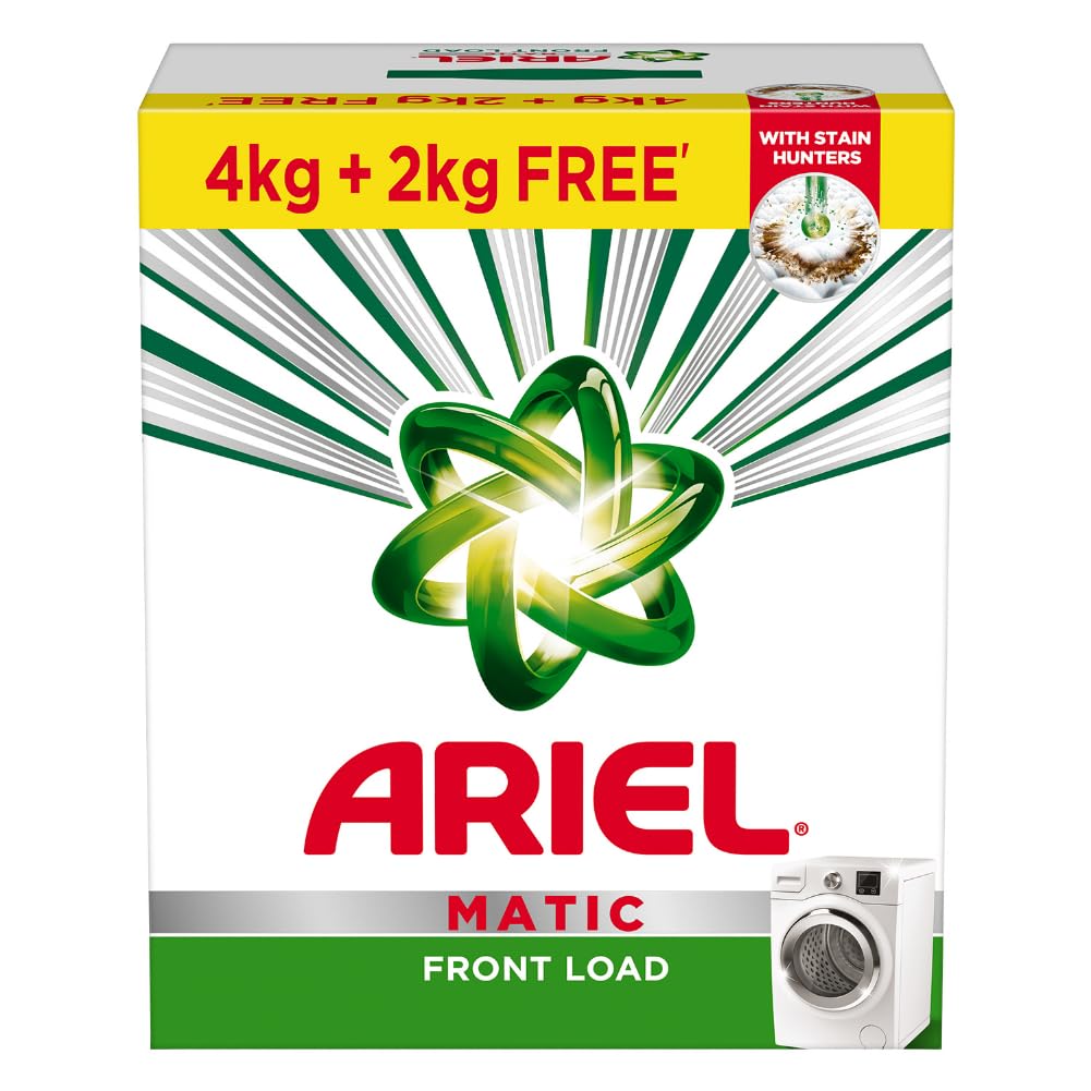 Ariel Matic Detergent Powder Front Load - 4kg + 2kg free | Removes 100 ...