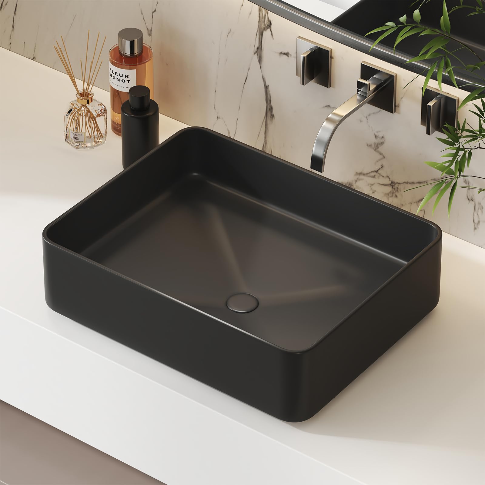 Hawkrown Rectangular Vessel Sink, 19.7"x14.6"Bathroom Vessel Sink Above ...