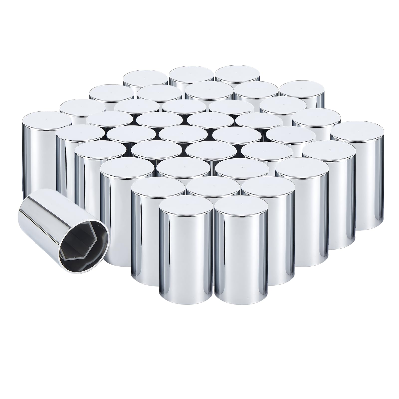 Snapklik.com : TECTRUC 33mm X 3 1/2"" Lug Covers Push-on Chrome ABS ...
