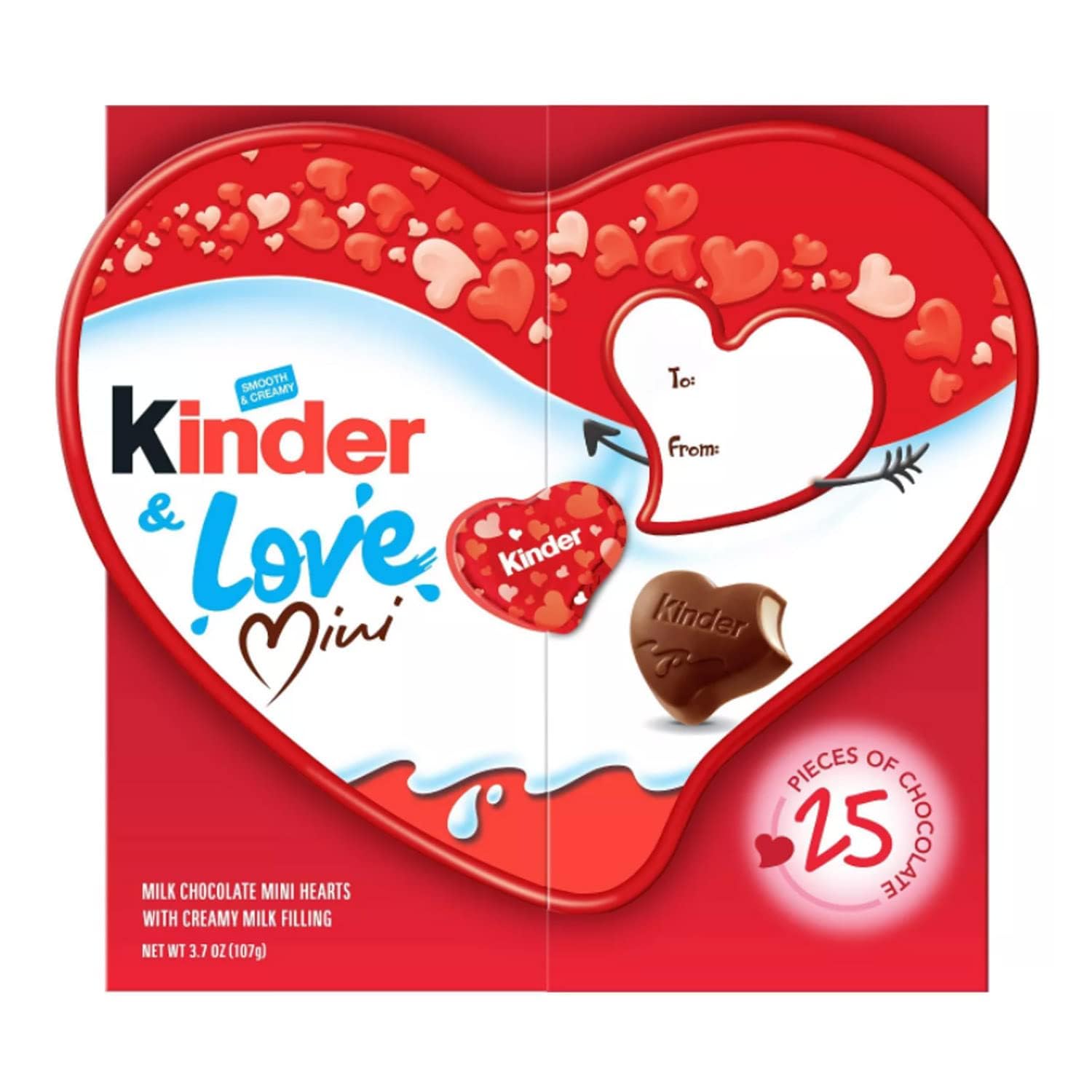 Amazon.com: Kinder & Love Gift Box, 25 Mini Milk Chocolate Hearts ...