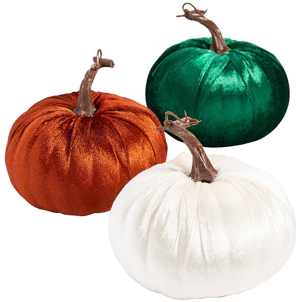 Amazon.com: Fun Express Fall Velvet Pumpkins - 3 Pc : Home & Kitchen