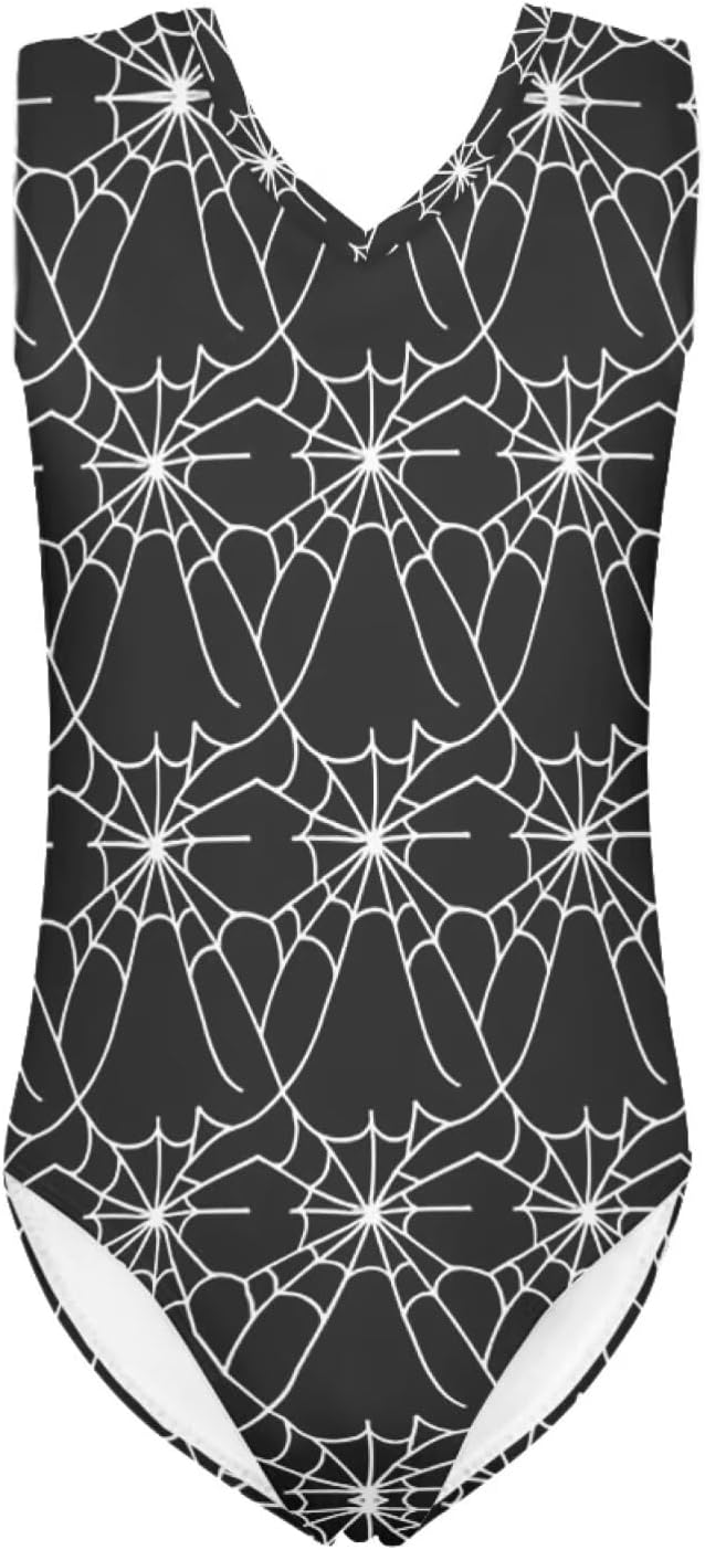 Amazon.com: Forchrinse Black Cobweb Gymnastics Leotards for Girls ...