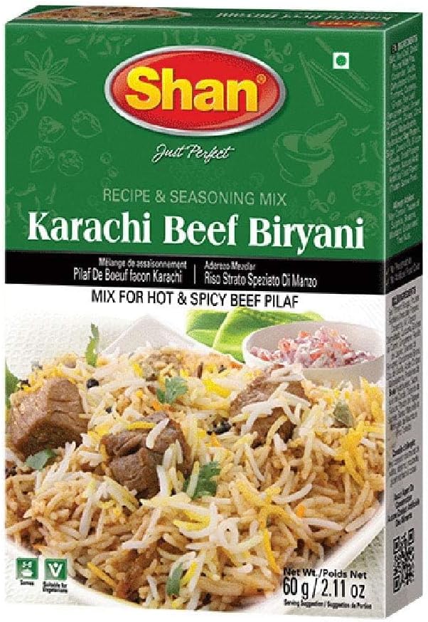 Amazon.co.jp: Shan Karachi Beef Biryani Recipe and Seasoning Mix - 60g ...