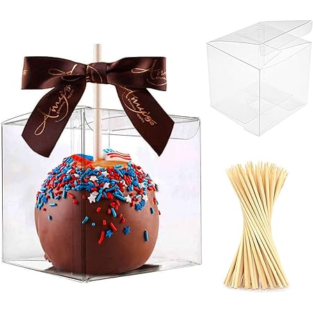 Amazon.com: Bits N Things Clear Large Candied Apple Containers Boxes 50 ...