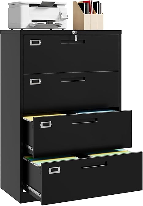 Amazon.com: 4 Drawer File Cabinet with Lock, 4 Drawer Steel Wide Filing ...