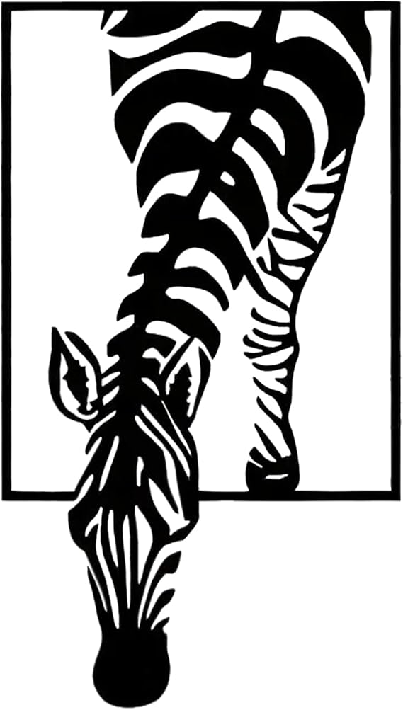 Huspox Metal Zebra Wall Art Decor 57x33cm, 3D Zebra Head Down for Food ...