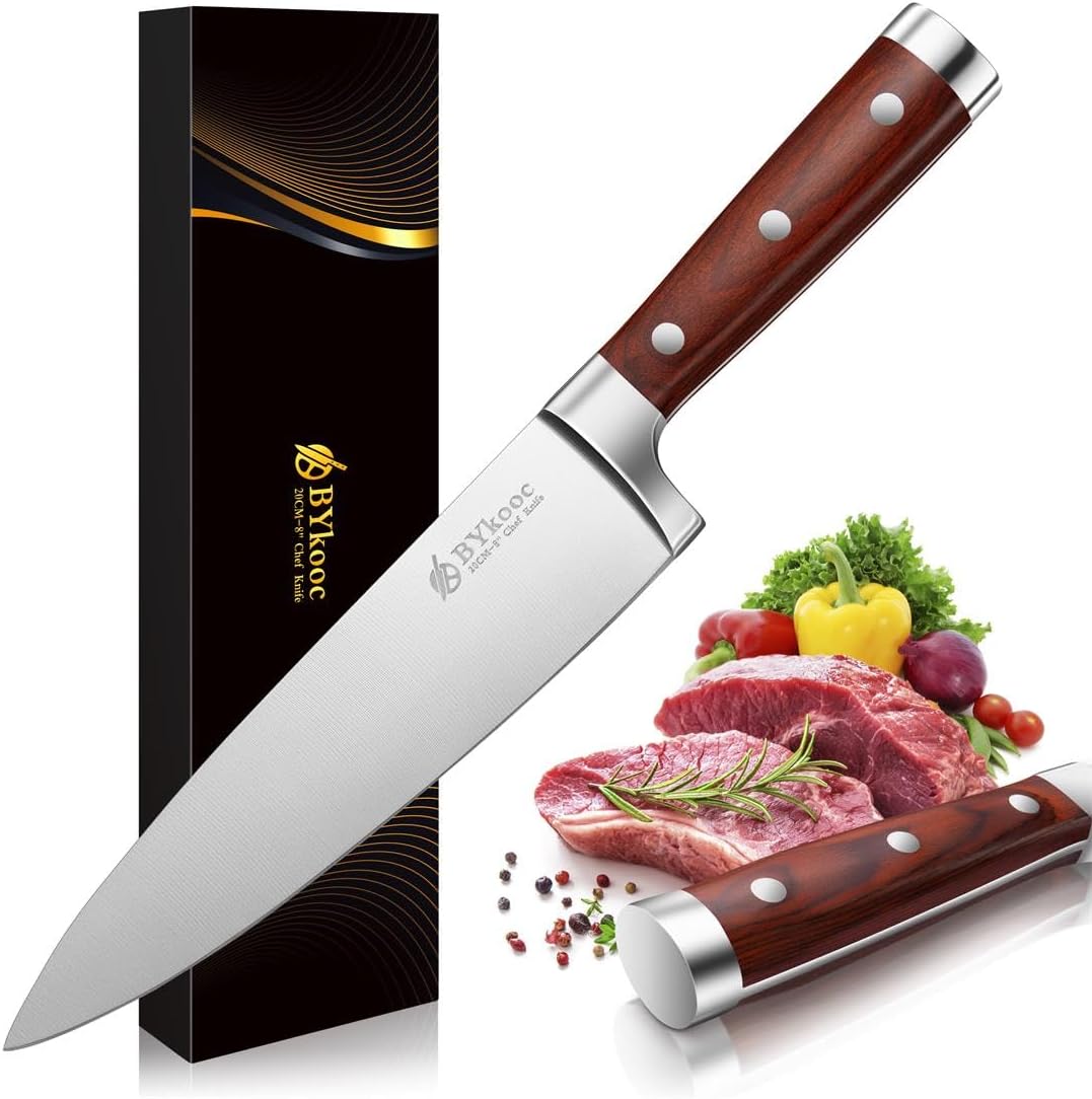 Amazon.com: BYkooc Chef Knife - 8 Inch Pro Kitchen Chef Knife High ...