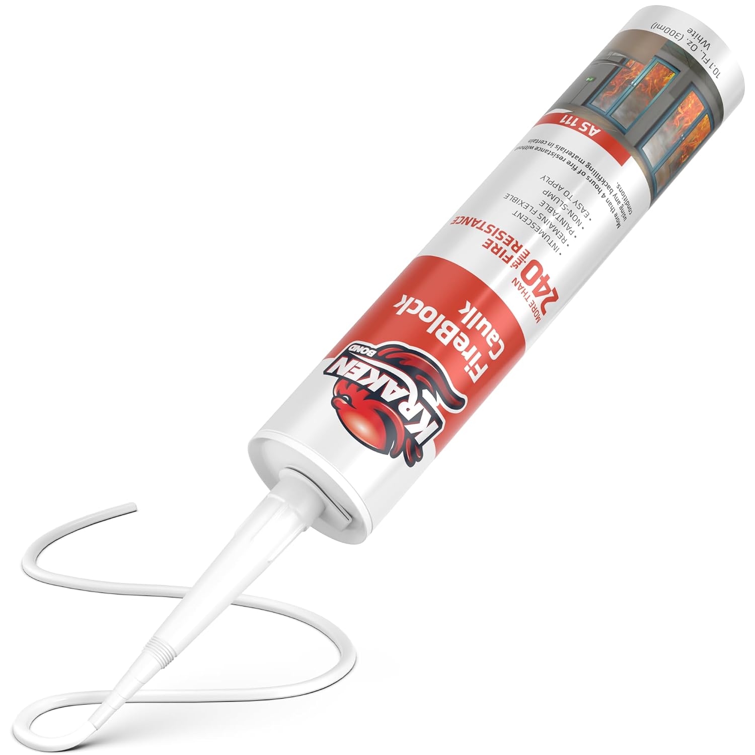 KRAKEN BOND Fire Block Caulk White - (1x10.1 fl.oz.) Paintable Acrylic ...