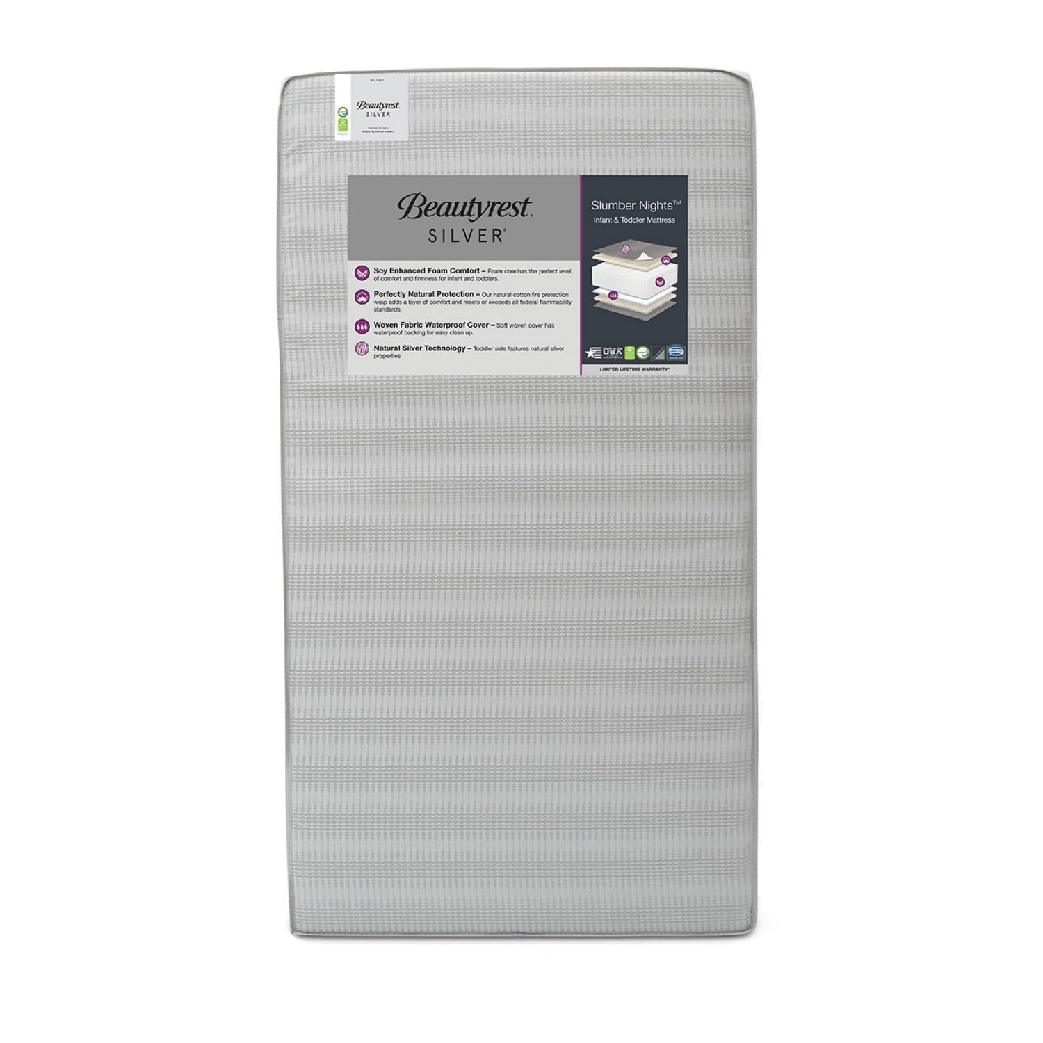 Amazon.com : Beautyrest Silver Slumber Nights Dual Sided 2-Stage Crib ...