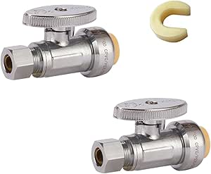 GUOFIS Push Fit 1/4 Turn Straight Stop Valve,1/2 Push X 3/8 Inch ...